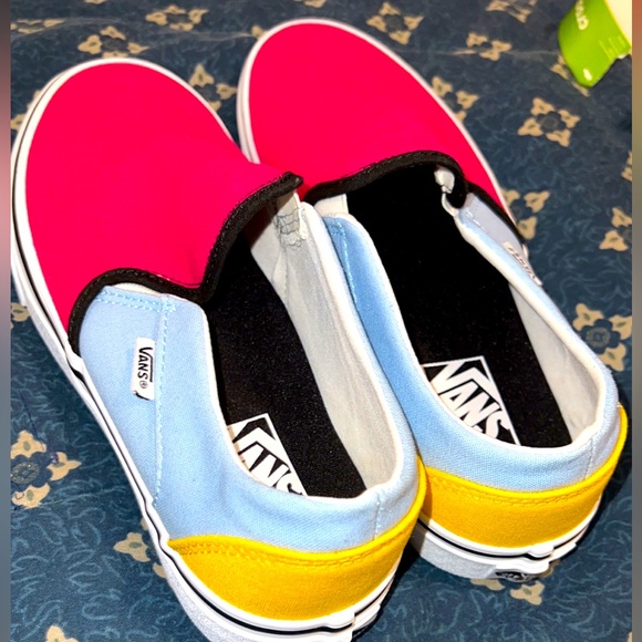 Vans | Shoes | New Without Box Vans Retro Neon Color Block Slip Ons ...